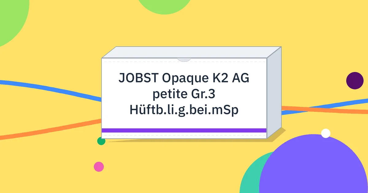 Symbolbild: Packung mit der Aufschrift JOBST Opaque K2 AG petite Gr.3 Hüftb.li.g.bei.mSp (PZN 16288061) – Verfügbarkeit und Bezug in Apotheken in Frankfurt am Main
