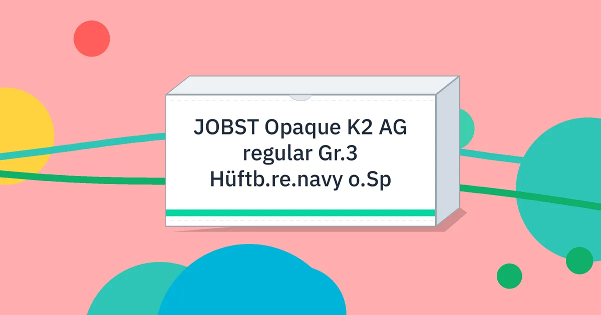 Symbolbild: Packung mit der Aufschrift JOBST Opaque K2 AG regular Gr.3 Hüftb.re.navy o.Sp (PZN 13117608) – Verfügbarkeit und Bezug in Apotheken in Frankfurt am Main