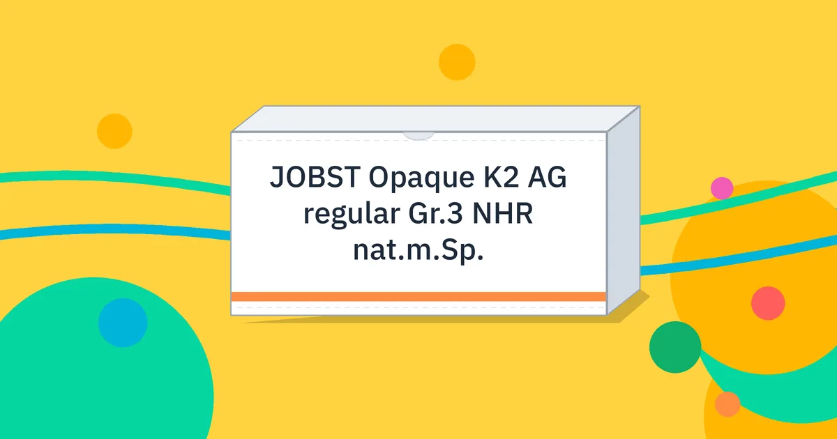 Symbolbild: Packung mit der Aufschrift JOBST Opaque K2 AG regular Gr.3 NHR nat.m.Sp. (PZN 10723426) – Verfügbarkeit und Bezug in Apotheken in Frankfurt am Main