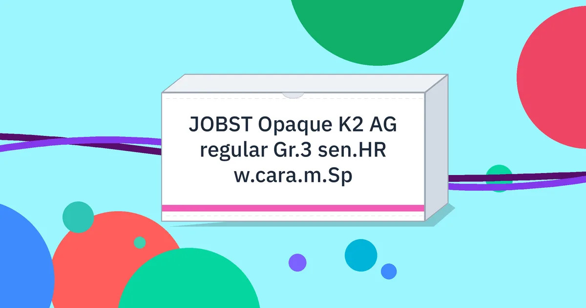 Symbolbild: Packung mit der Aufschrift JOBST Opaque K2 AG regular Gr.3 sen.HR w.cara.m.Sp (PZN 11254471) – Verfügbarkeit und Bezug in Apotheken in Frankfurt am Main