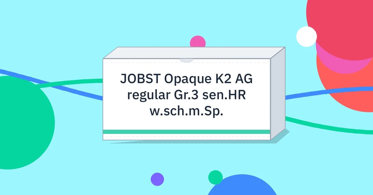 Symbolbild: Packung mit der Aufschrift JOBST Opaque K2 AG regular Gr.3 sen.HR w.sch.m.Sp. (PZN 11254637) – Verfügbarkeit und Bezug in Apotheken in Frankfurt am Main