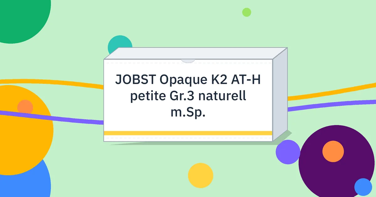 Symbolbild: Packung mit der Aufschrift JOBST Opaque K2 AT-H petite Gr.3 naturell m.Sp. (PZN 13118080) – Verfügbarkeit und Bezug in Apotheken in Frankfurt am Main
