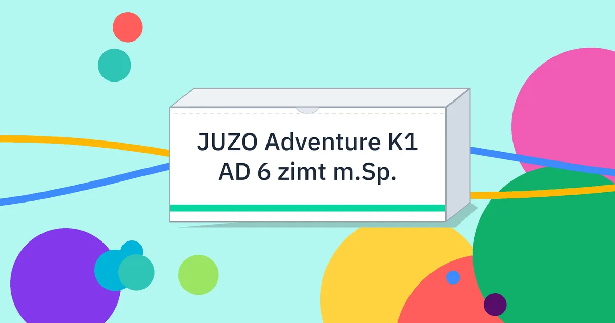 Symbolbild: Packung mit der Aufschrift JUZO Adventure K1 AD 6 zimt m.Sp. (PZN 16492005) – Verfügbarkeit und Bezug in Apotheken in Frankfurt am Main