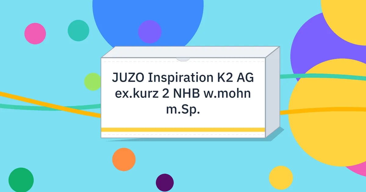 Symbolbild: Packung mit der Aufschrift JUZO Inspiration K2 AG ex.kurz 2 NHB w.mohn m.Sp. (PZN 14962323) – Verfügbarkeit und Bezug in Apotheken in Frankfurt am Main