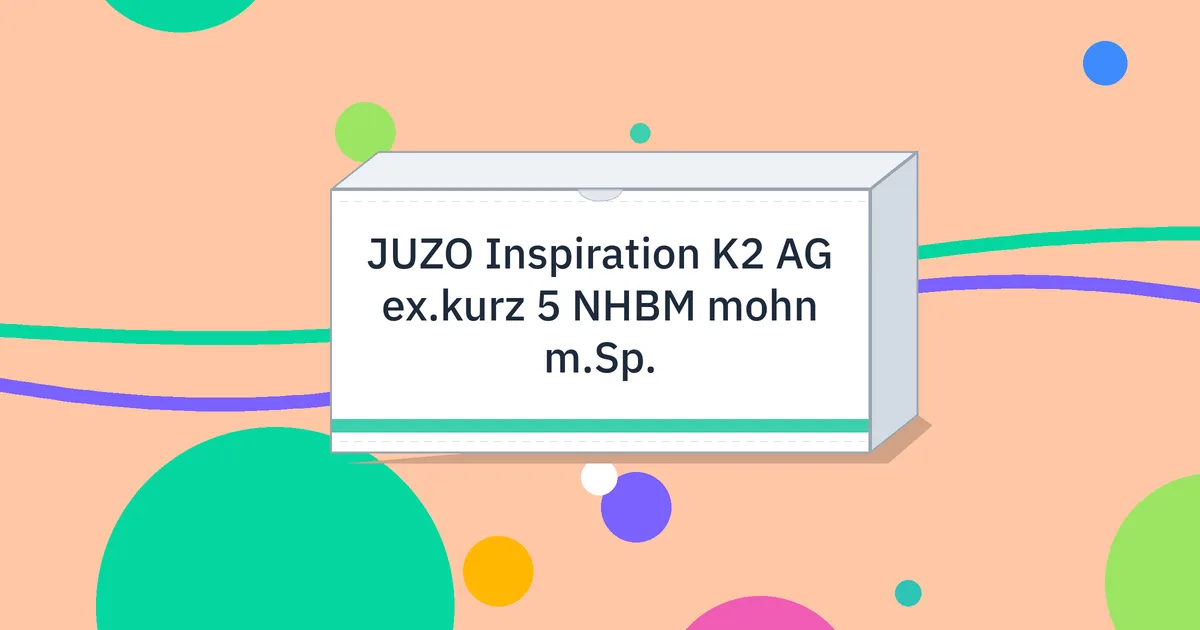 Symbolbild: Packung mit der Aufschrift JUZO Inspiration K2 AG ex.kurz 5 NHBM mohn m.Sp. (PZN 14925434) – Verfügbarkeit und Bezug in Apotheken in Frankfurt am Main