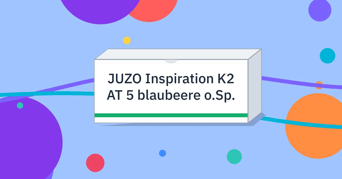 Symbolbild: Packung mit der Aufschrift JUZO Inspiration K2 AT 5 blaubeere o.Sp. (PZN 14926959) – Verfügbarkeit und Bezug in Apotheken in Frankfurt am Main