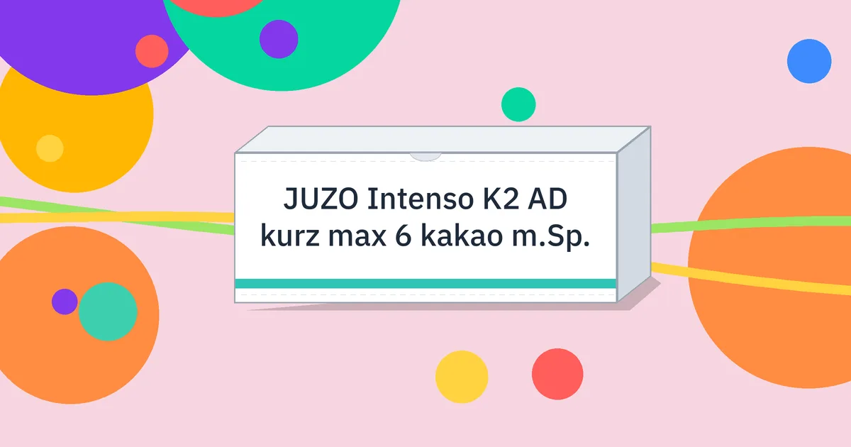 Symbolbild: Packung mit der Aufschrift JUZO Intenso K2 AD kurz max 6 kakao m.Sp. (PZN 18608966) – Verfügbarkeit und Bezug in Apotheken in Frankfurt am Main