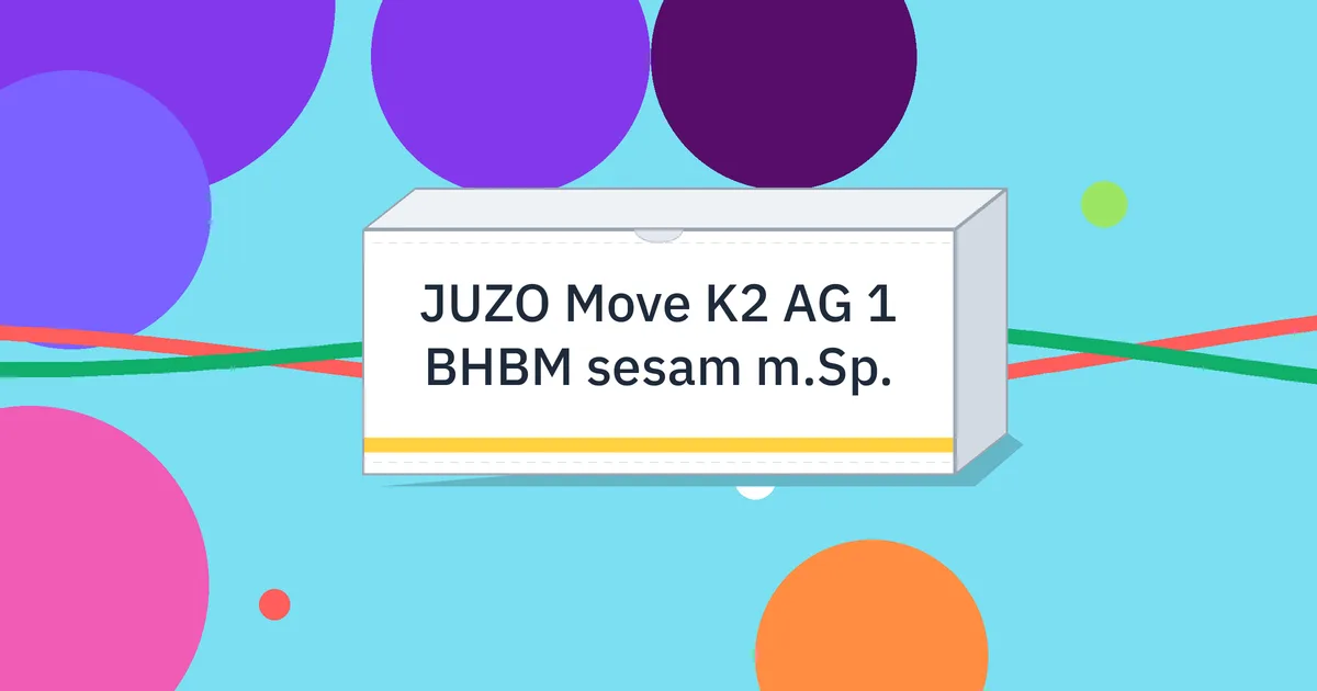 Symbolbild: Packung mit der Aufschrift JUZO Move K2 AG 1 BHBM sesam m.Sp. (PZN 18524672) – Verfügbarkeit und Bezug in Apotheken in Frankfurt am Main