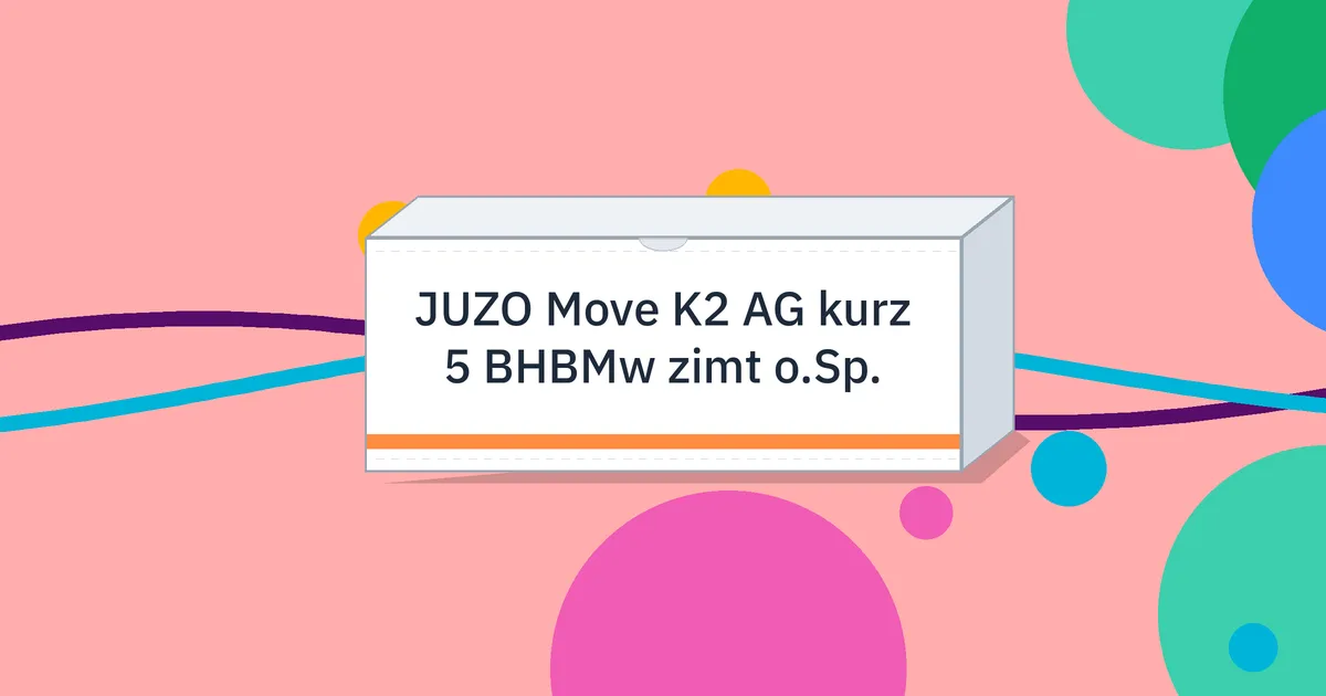 Symbolbild: Packung mit der Aufschrift JUZO Move K2 AG kurz 5 BHBMw zimt o.Sp. (PZN 18530796) – Verfügbarkeit und Bezug in Apotheken in Frankfurt am Main