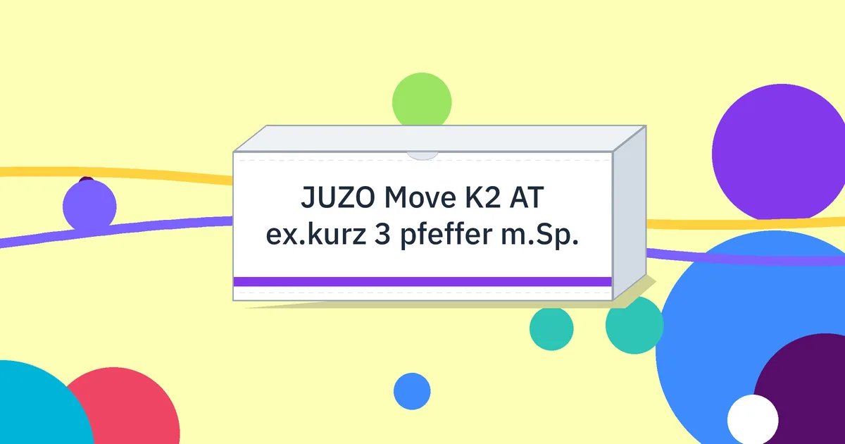 Symbolbild: Packung mit der Aufschrift JUZO Move K2 AT ex.kurz 3 pfeffer m.Sp. (PZN 20670599) – Verfügbarkeit und Bezug in Apotheken in Frankfurt am Main