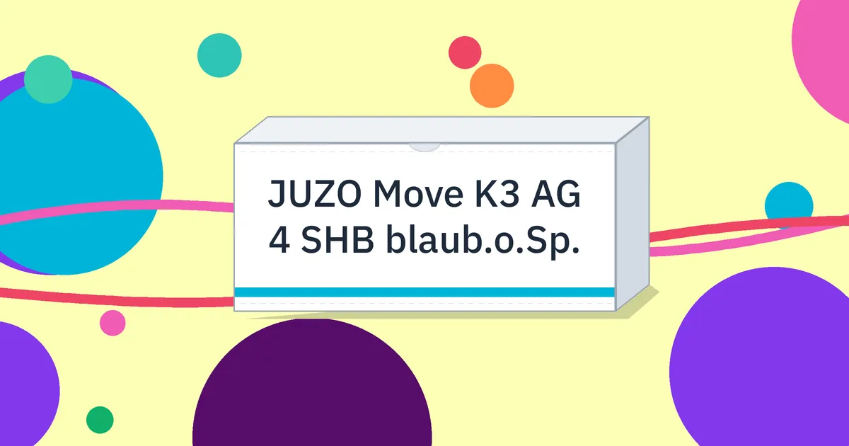 Symbolbild: Packung mit der Aufschrift JUZO Move K3 AG 4 SHB blaub.o.Sp. (PZN 18589217) – Verfügbarkeit und Bezug in Apotheken in Frankfurt am Main