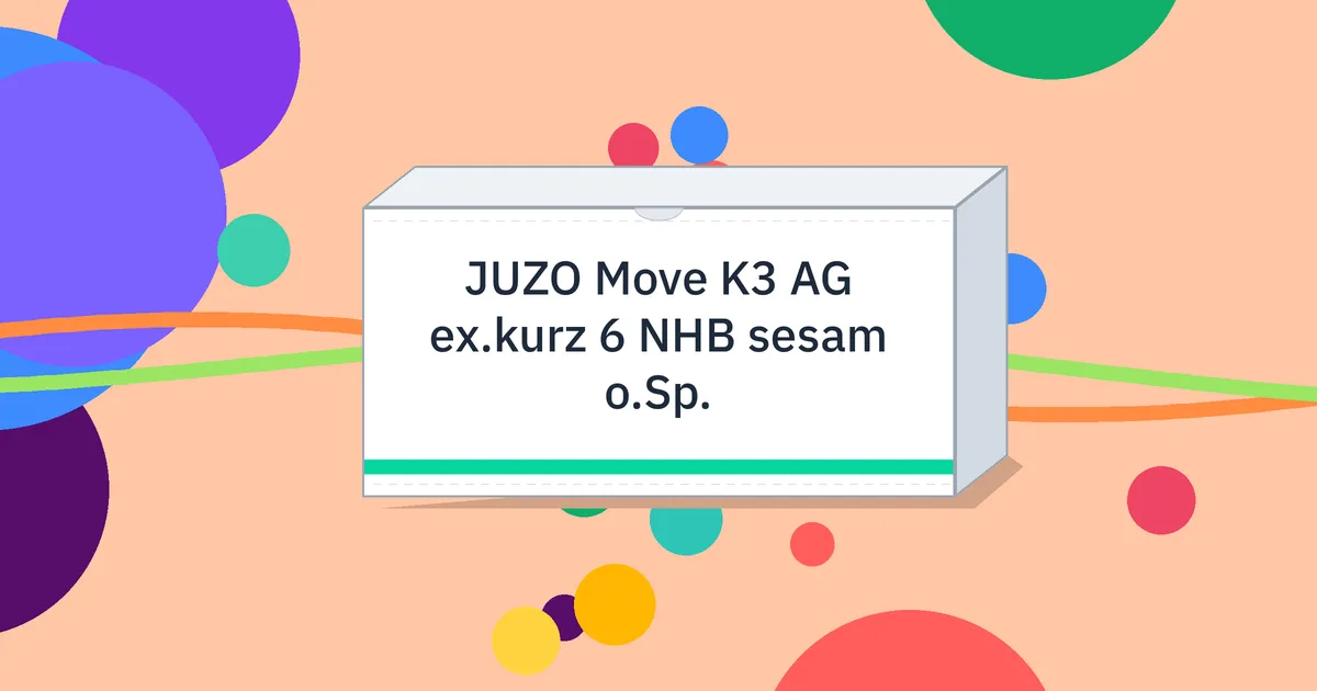 Symbolbild: Packung mit der Aufschrift JUZO Move K3 AG ex.kurz 6 NHB sesam o.Sp. (PZN 18585202) – Verfügbarkeit und Bezug in Apotheken in Frankfurt am Main