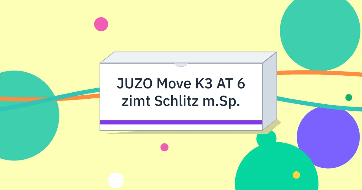 Symbolbild: Packung mit der Aufschrift JUZO Move K3 AT 6 zimt Schlitz m.Sp. (PZN 20677897) – Verfügbarkeit und Bezug in Apotheken in Frankfurt am Main