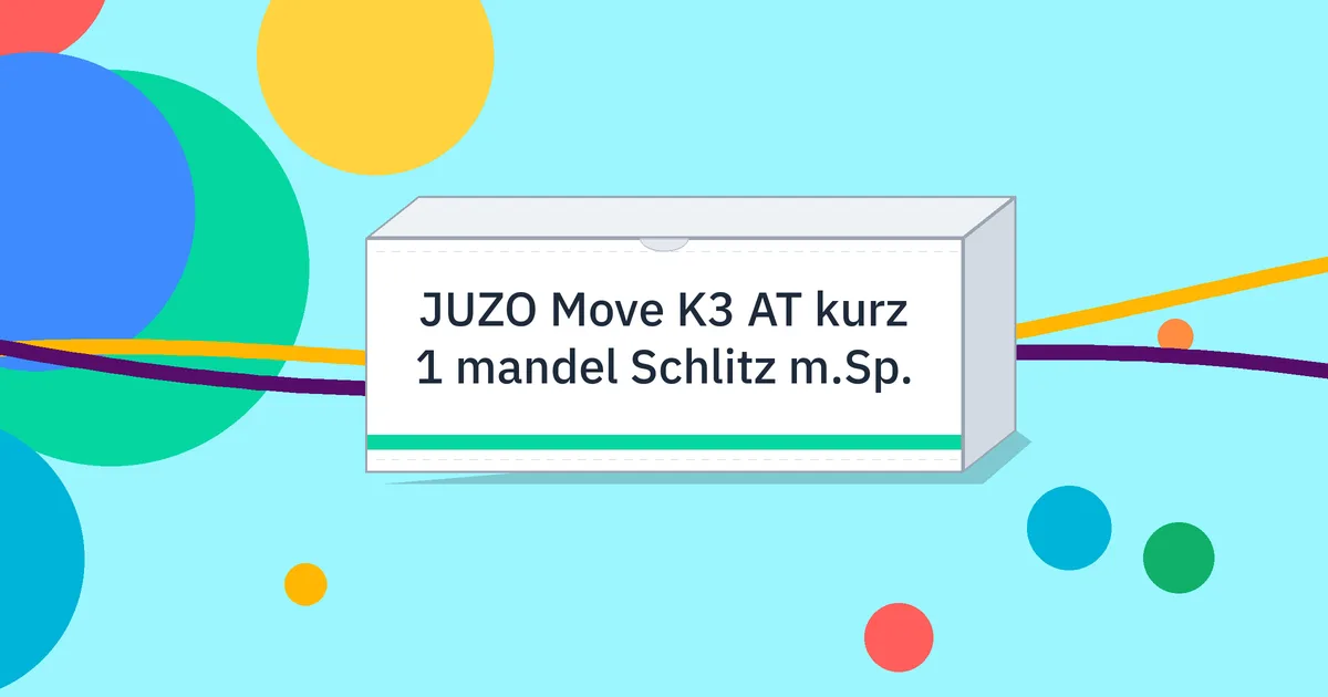 Symbolbild: Packung mit der Aufschrift JUZO Move K3 AT kurz 1 mandel Schlitz m.Sp. (PZN 20684288) – Verfügbarkeit und Bezug in Apotheken in Frankfurt am Main