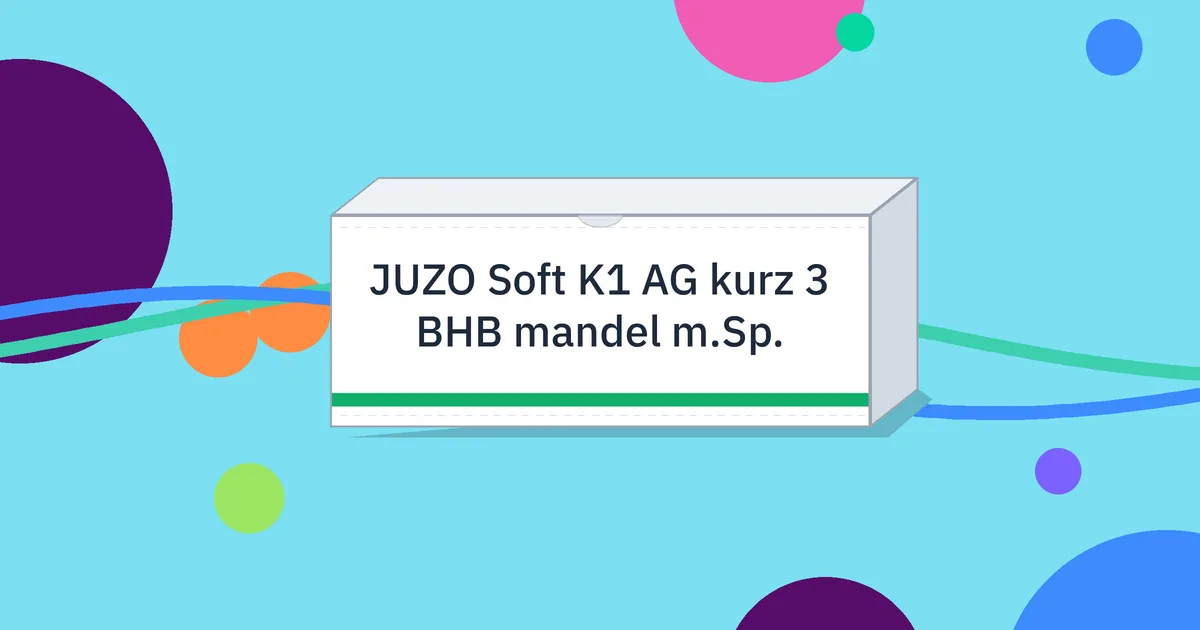 Symbolbild: Packung mit der Aufschrift JUZO Soft K1 AG kurz 3 BHB mandel m.Sp. (PZN 14822361) – Verfügbarkeit und Bezug in Apotheken in Frankfurt am Main
