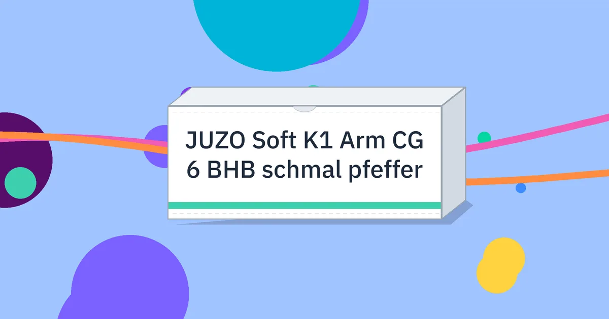 Symbolbild: Packung mit der Aufschrift JUZO Soft K1 Arm CG 6 BHB schmal pfeffer (PZN 15507555) – Verfügbarkeit und Bezug in Apotheken in Frankfurt am Main