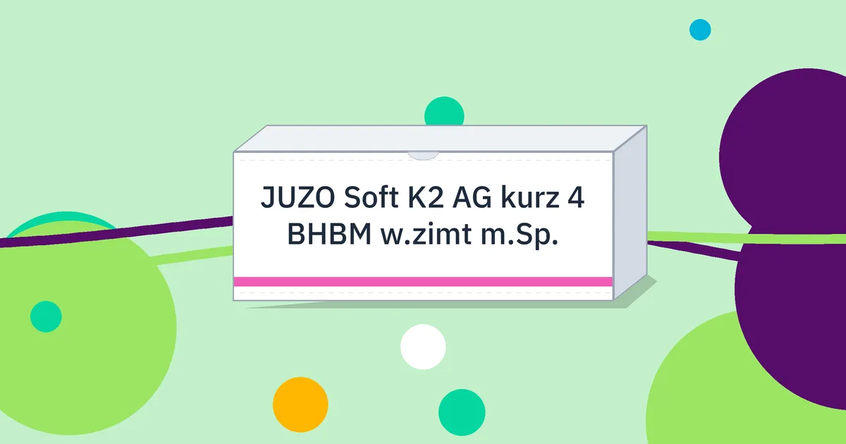 Symbolbild: Packung mit der Aufschrift JUZO Soft K2 AG kurz 4 BHBM w.zimt m.Sp. (PZN 14867412) – Verfügbarkeit und Bezug in Apotheken in Frankfurt am Main