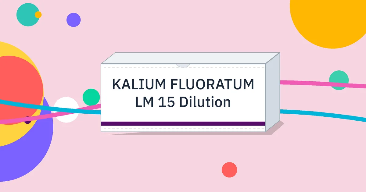 Symbolbild: Packung mit der Aufschrift KALIUM FLUORATUM LM 15 Dilution (PZN 12921544) – Verfügbarkeit und Bezug in Apotheken in Frankfurt am Main