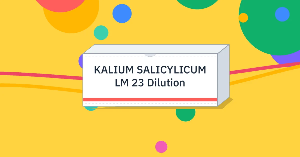 Symbolbild: Packung mit der Aufschrift KALIUM SALICYLICUM LM 23 Dilution (PZN 12925571) – Verfügbarkeit und Bezug in Apotheken in Frankfurt am Main