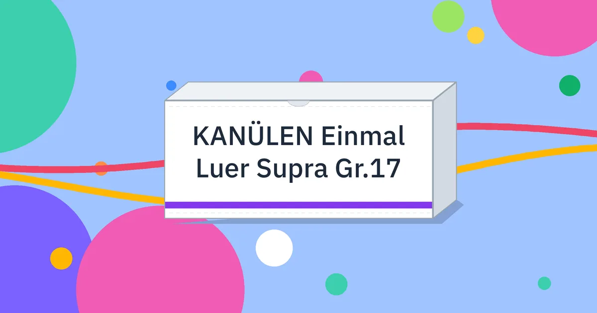 Symbolbild: Packung mit der Aufschrift KANÜLEN Einmal Luer Supra Gr.17 (PZN 03181723) – Verfügbarkeit und Bezug in Apotheken in Frankfurt am Main