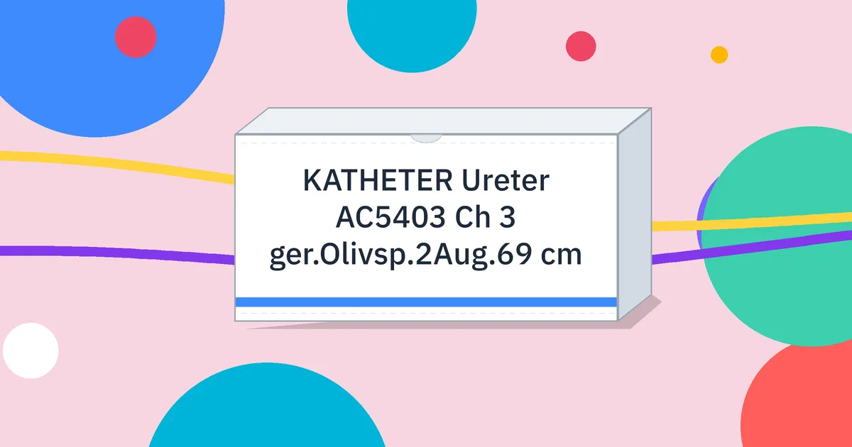 Symbolbild: Packung mit der Aufschrift KATHETER Ureter AC5403 Ch 3 ger.Olivsp.2Aug.69 cm (PZN 00488119) – Verfügbarkeit und Bezug in Apotheken in Frankfurt am Main