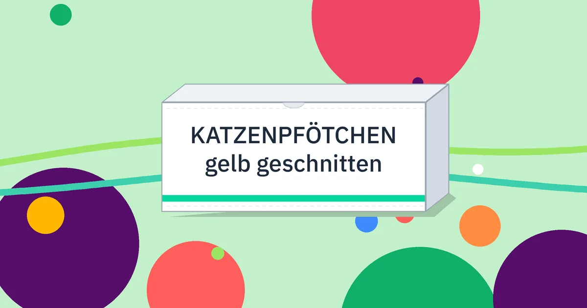 Symbolbild: Packung mit der Aufschrift KATZENPFÖTCHEN gelb geschnitten (PZN 10023835) – Verfügbarkeit und Bezug in Apotheken in Frankfurt am Main