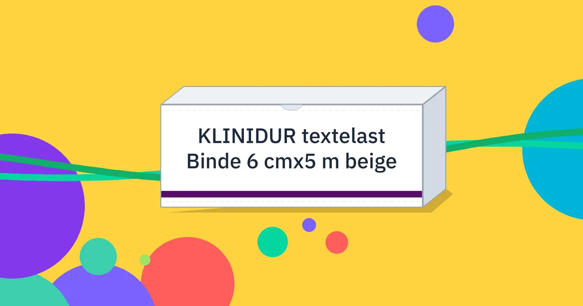 Symbolbild: Packung mit der Aufschrift KLINIDUR textelast Binde 6 cmx5 m beige (PZN 20786770) – Verfügbarkeit und Bezug in Apotheken in Frankfurt am Main
