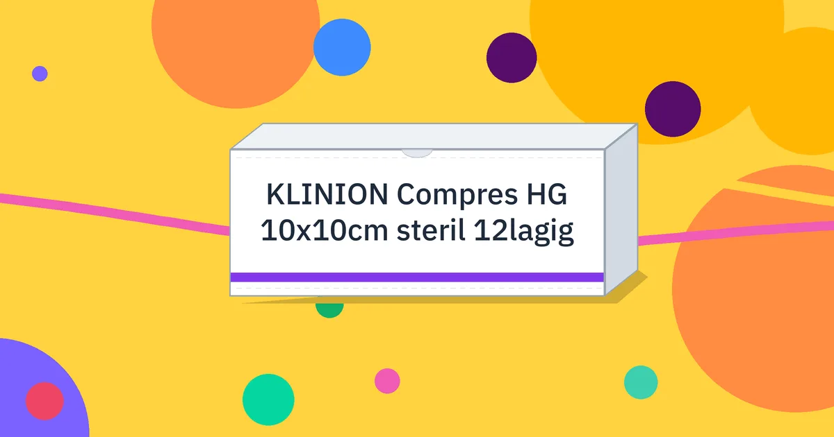 Symbolbild: Packung mit der Aufschrift KLINION Compres HG 10x10cm steril 12lagig (PZN 15878754) – Verfügbarkeit und Bezug in Apotheken in Frankfurt am Main
