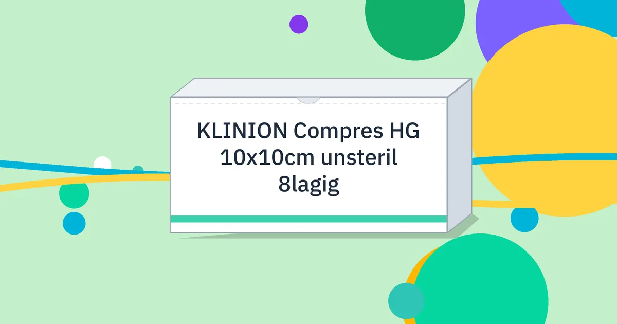 Symbolbild: Packung mit der Aufschrift KLINION Compres HG 10x10cm unsteril 8lagig (PZN 06464999) – Verfügbarkeit und Bezug in Apotheken in Frankfurt am Main
