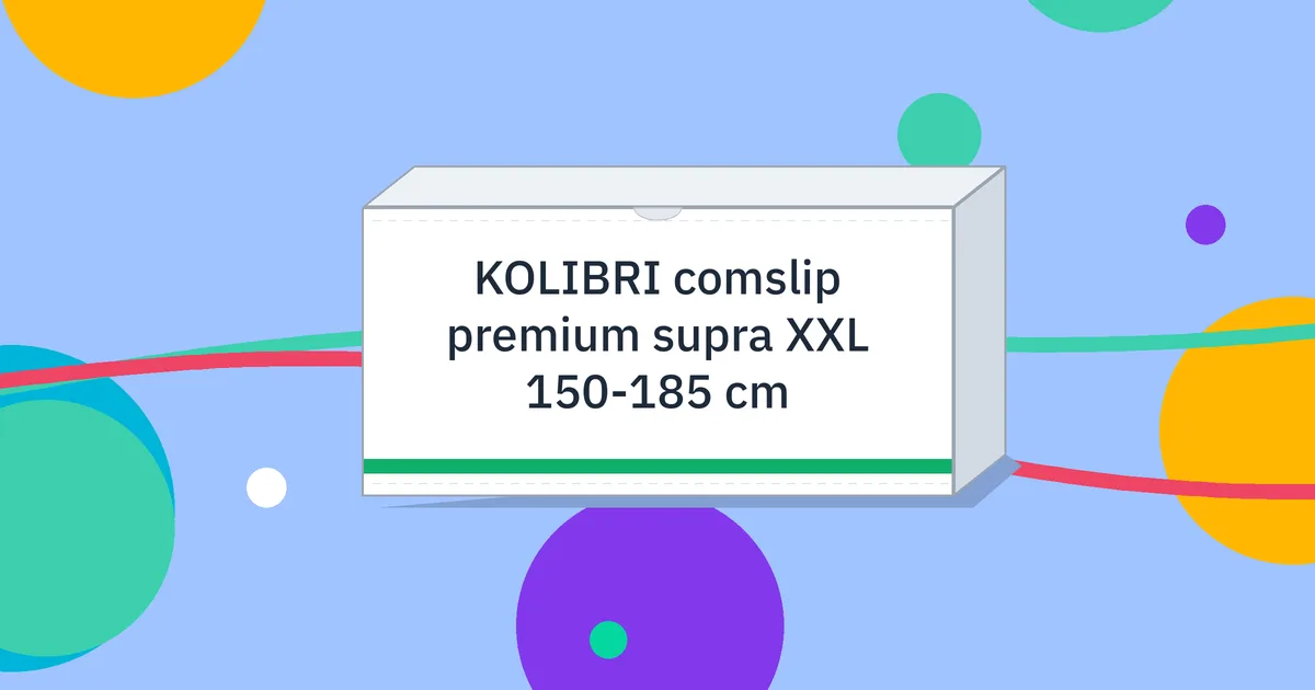 Symbolbild: Packung mit der Aufschrift KOLIBRI comslip premium supra XXL 150-185 cm (PZN 11676077) – Verfügbarkeit und Bezug in Apotheken in Frankfurt am Main