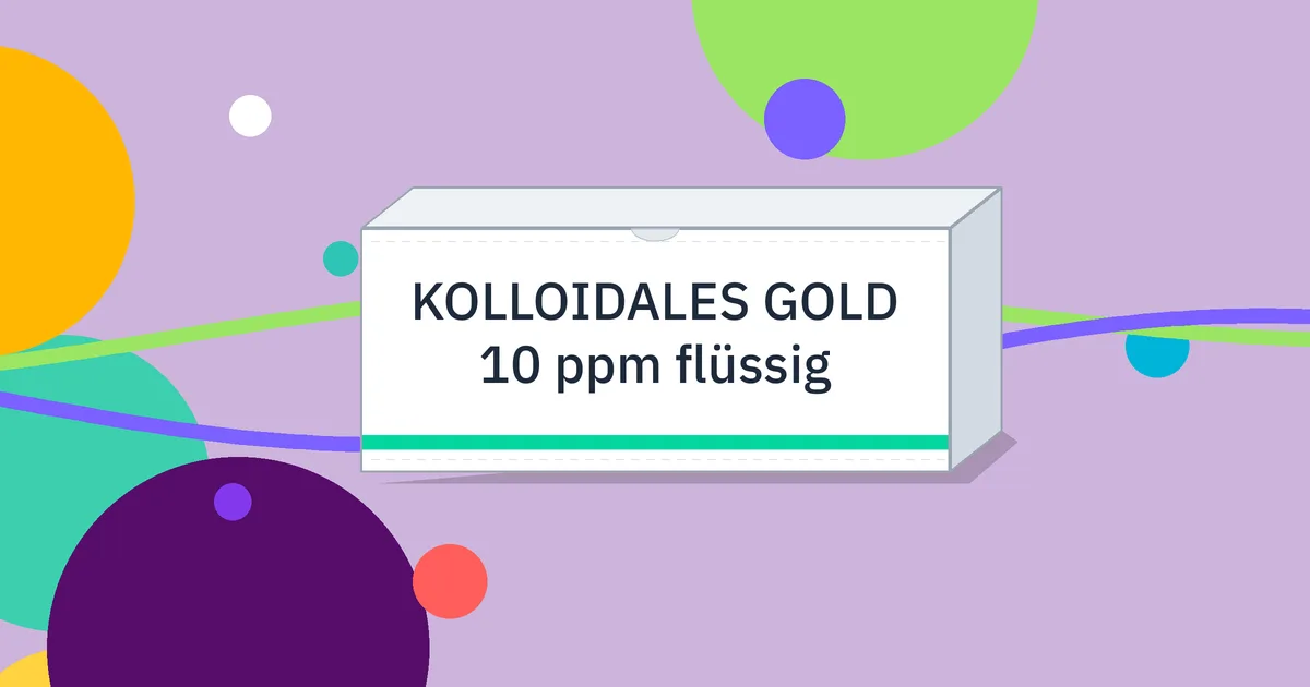 Symbolbild: Packung mit der Aufschrift KOLLOIDALES GOLD 10 ppm flüssig (PZN 19234143) – Verfügbarkeit und Bezug in Apotheken in Frankfurt am Main