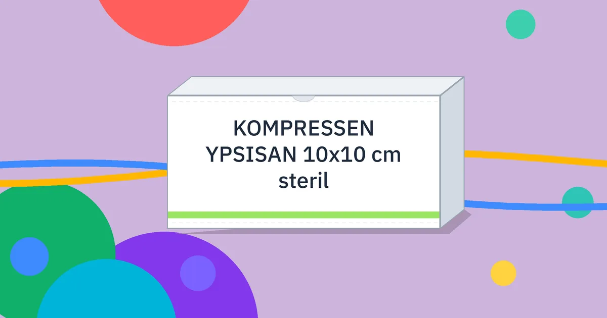 Symbolbild: Packung mit der Aufschrift KOMPRESSEN YPSISAN 10x10 cm steril (PZN 03146796) – Verfügbarkeit und Bezug in Apotheken in Frankfurt am Main