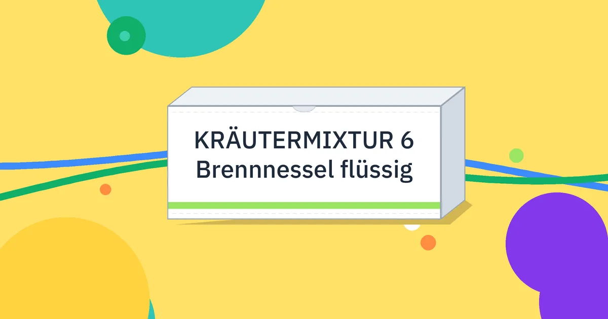 Symbolbild: Packung mit der Aufschrift KRÄUTERMIXTUR 6 Brennnessel flüssig (PZN 17145814) – Verfügbarkeit und Bezug in Apotheken in Frankfurt am Main