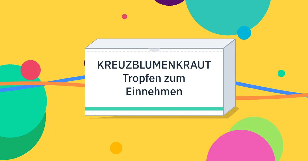 Symbolbild: Packung mit der Aufschrift KREUZBLUMENKRAUT Tropfen zum Einnehmen (PZN 11602630) – Verfügbarkeit und Bezug in Apotheken in Frankfurt am Main