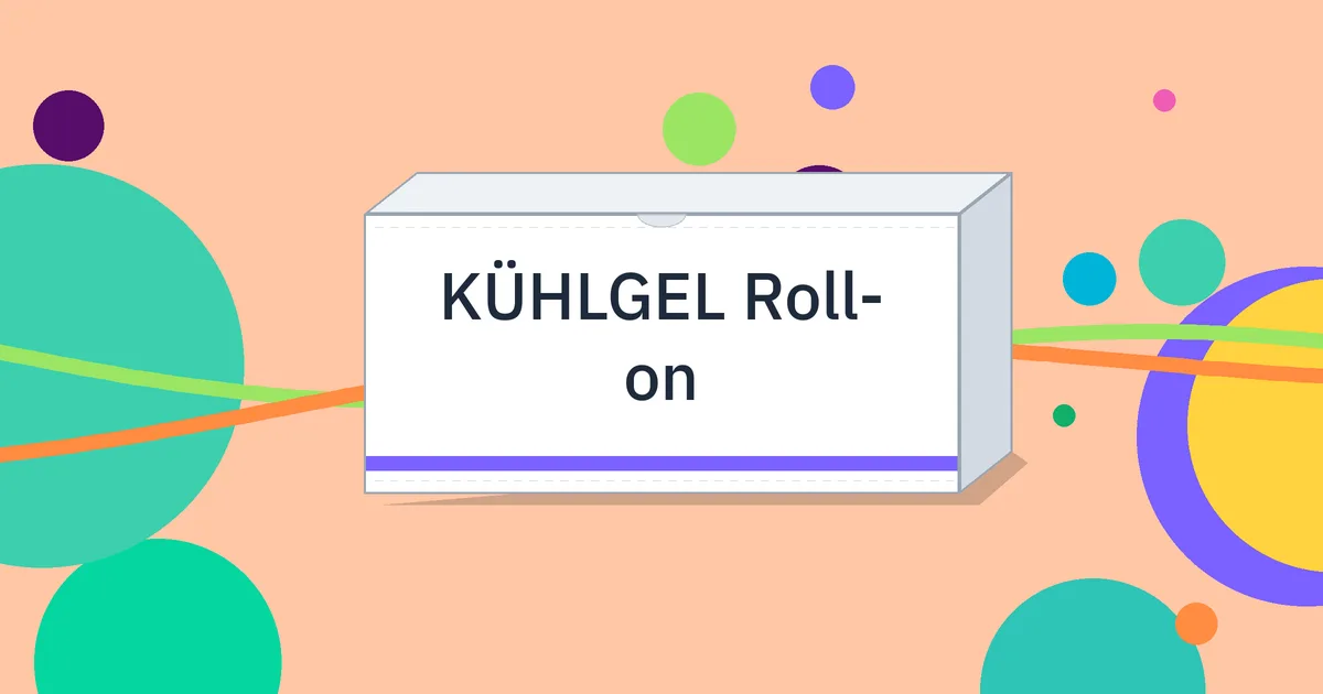 Symbolbild: Packung mit der Aufschrift KÜHLGEL Roll-on (PZN 19523054) – Verfügbarkeit und Bezug in Apotheken in Frankfurt am Main