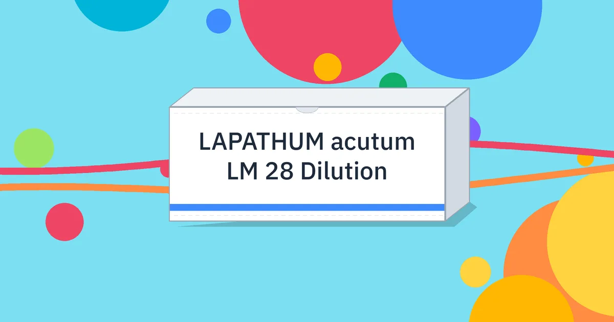 Symbolbild: Packung mit der Aufschrift LAPATHUM acutum LM 28 Dilution (PZN 13522881) – Verfügbarkeit und Bezug in Apotheken in Frankfurt am Main