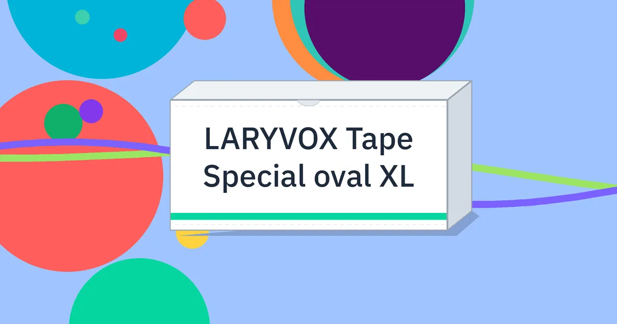 Symbolbild: Packung mit der Aufschrift LARYVOX Tape Special oval XL (PZN 19921843) – Verfügbarkeit und Bezug in Apotheken in Frankfurt am Main