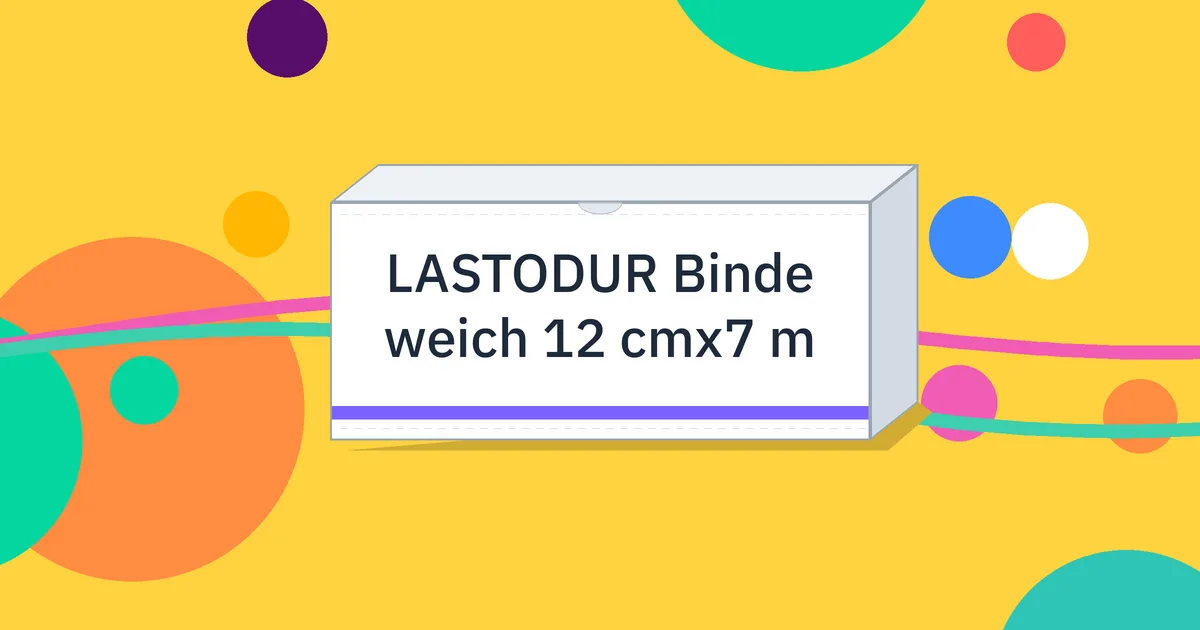 Symbolbild: Packung mit der Aufschrift LASTODUR Binde weich 12 cmx7 m (PZN 13744558) – Verfügbarkeit und Bezug in Apotheken in Frankfurt am Main