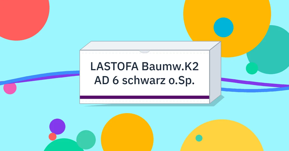 Symbolbild: Packung mit der Aufschrift LASTOFA Baumw.K2 AD 6 schwarz o.Sp. (PZN 01944884) – Verfügbarkeit und Bezug in Apotheken in Frankfurt am Main