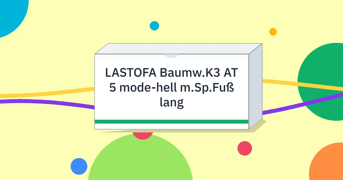 Symbolbild: Packung mit der Aufschrift LASTOFA Baumw.K3 AT 5 mode-hell m.Sp.Fuß lang (PZN 01957674) – Verfügbarkeit und Bezug in Apotheken in Frankfurt am Main