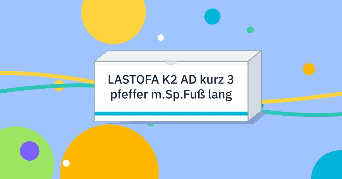 Symbolbild: Packung mit der Aufschrift LASTOFA K2 AD kurz 3 pfeffer m.Sp.Fuß lang (PZN 13800446) – Verfügbarkeit und Bezug in Apotheken in Frankfurt am Main