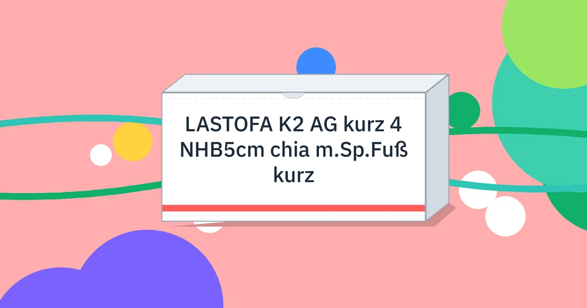 Symbolbild: Packung mit der Aufschrift LASTOFA K2 AG kurz 4 NHB5cm chia m.Sp.Fuß kurz (PZN 13804987) – Verfügbarkeit und Bezug in Apotheken in Frankfurt am Main