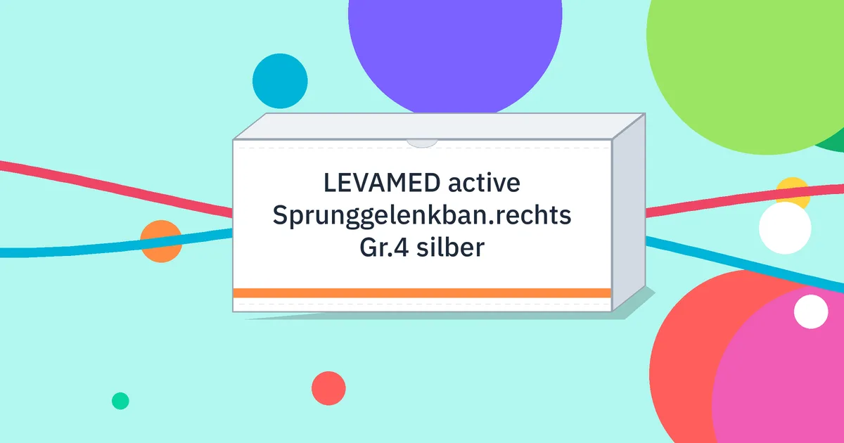 Symbolbild: Packung mit der Aufschrift LEVAMED active Sprunggelenkban.rechts Gr.4 silber (PZN 15294556) – Verfügbarkeit und Bezug in Apotheken in Frankfurt am Main
