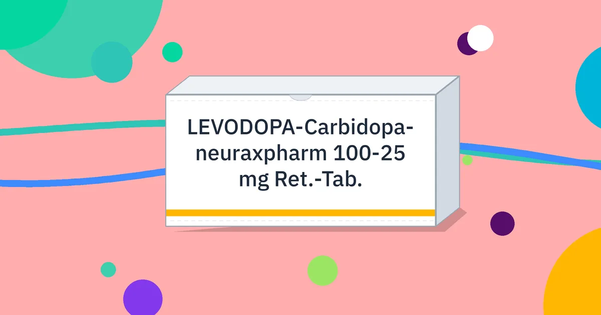 Symbolbild: Packung mit der Aufschrift LEVODOPA-Carbidopa-neuraxpharm 100-25 mg Ret.-Tab. (PZN 02918251) – Verfügbarkeit und Bezug in Apotheken in Frankfurt am Main