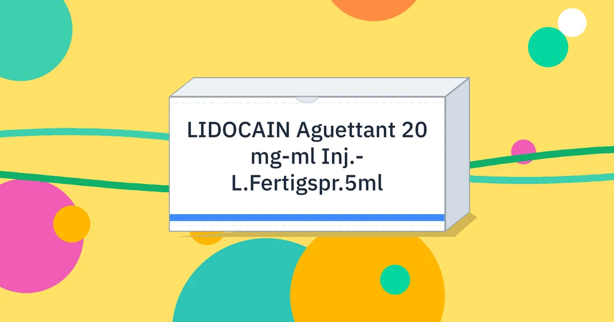 Symbolbild: Packung mit der Aufschrift LIDOCAIN Aguettant 20 mg-ml Inj.-L.Fertigspr.5ml (PZN 19740774) – Verfügbarkeit und Bezug in Apotheken in Frankfurt am Main