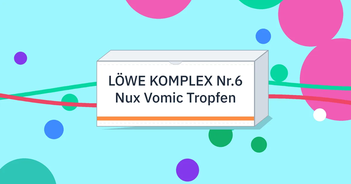 Symbolbild: Packung mit der Aufschrift LÖWE KOMPLEX Nr.6 Nux Vomic Tropfen (PZN 04922601) – Verfügbarkeit und Bezug in Apotheken in Frankfurt am Main