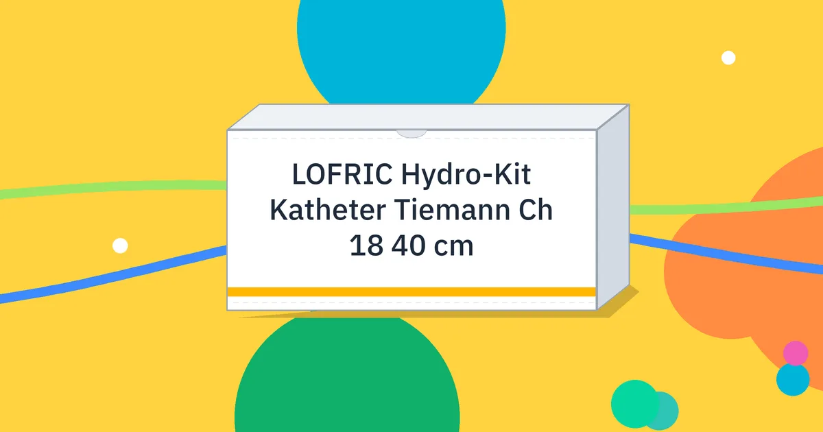 Symbolbild: Packung mit der Aufschrift LOFRIC Hydro-Kit Katheter Tiemann Ch 18 40 cm (PZN 17153831) – Verfügbarkeit und Bezug in Apotheken in Frankfurt am Main