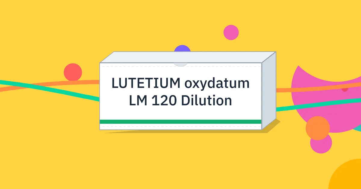 Symbolbild: Packung mit der Aufschrift LUTETIUM oxydatum LM 120 Dilution (PZN 12935121) – Verfügbarkeit und Bezug in Apotheken in Frankfurt am Main