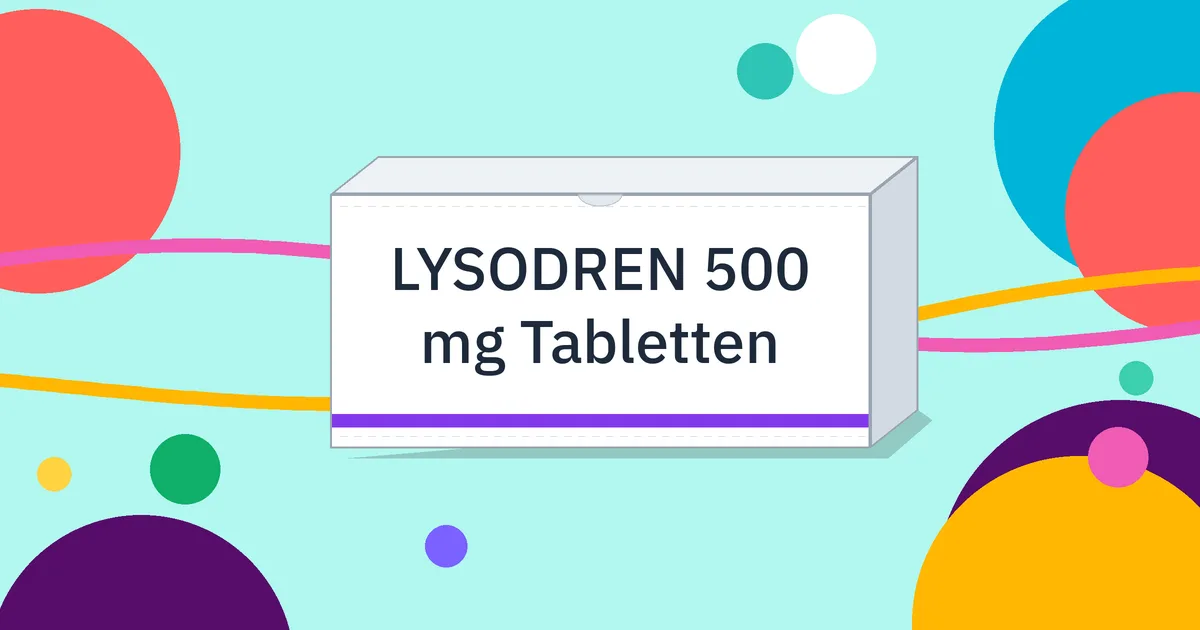 Symbolbild: Packung mit der Aufschrift LYSODREN 500 mg Tabletten (PZN 19709847) – Verfügbarkeit und Bezug in Apotheken in Frankfurt am Main