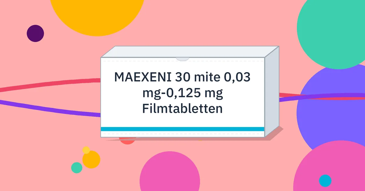 Symbolbild: Packung mit der Aufschrift MAEXENI 30 mite 0,03 mg-0,125 mg Filmtabletten (PZN 12463018) – Verfügbarkeit und Bezug in Apotheken in Frankfurt am Main